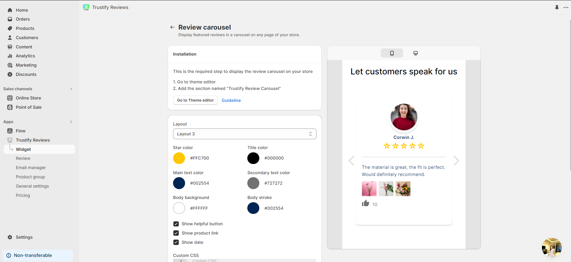 Showcase the review widget on your online store - Trustify Reviews