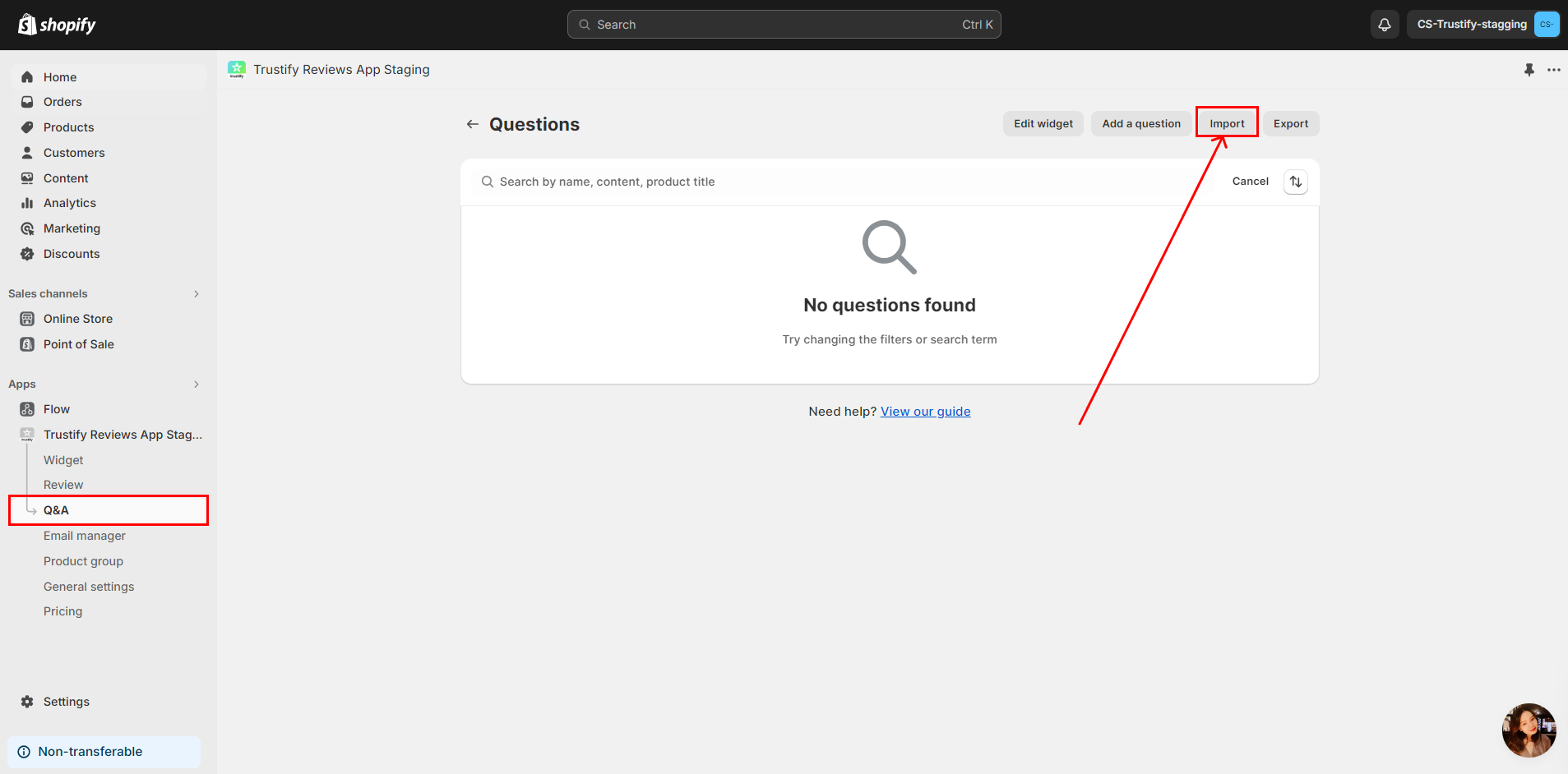 Import questions and answers from CSV files with Trustify - Trustify Reviews